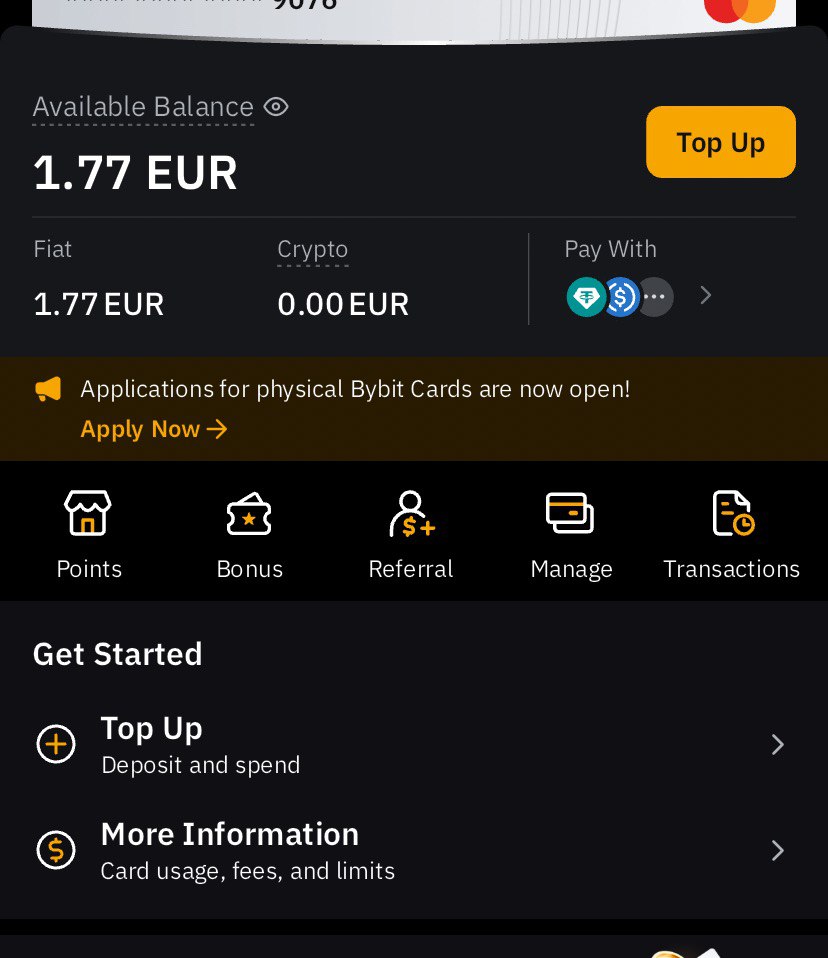 白嫖Bybit 5欧，身份认证升级后，赠送的5欧可用开好的虚拟卡绑定微信或支付宝购物